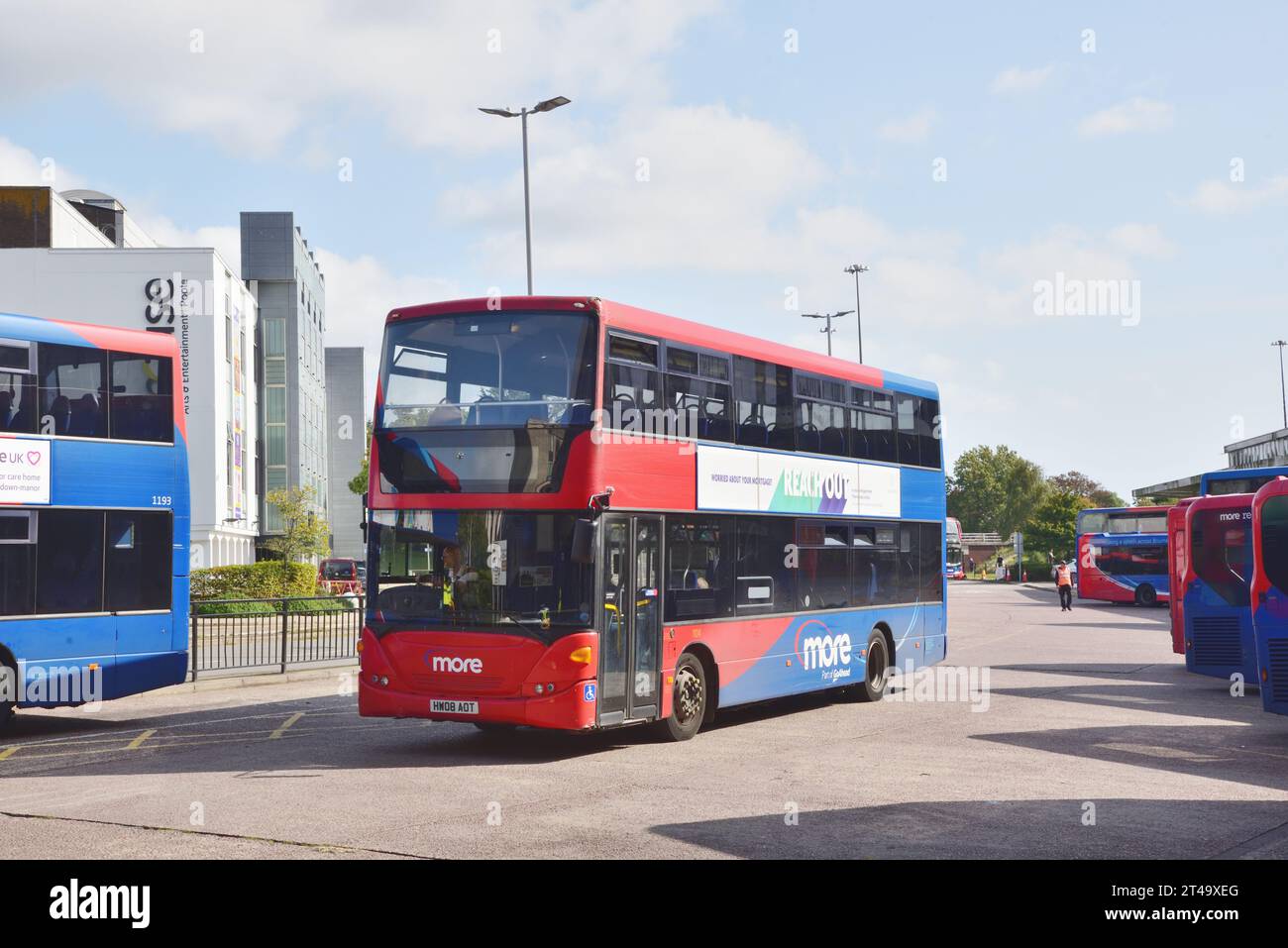 Morebus Scania N270UD Omnicity 1104 (HW08 AOT) is seen leaving Poole ...