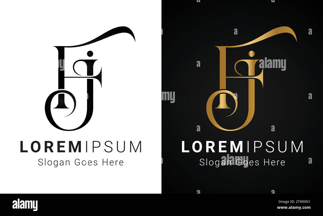 Luxury Initial FJ or JF Monogram Text Letter Logo Design Stock Vector ...