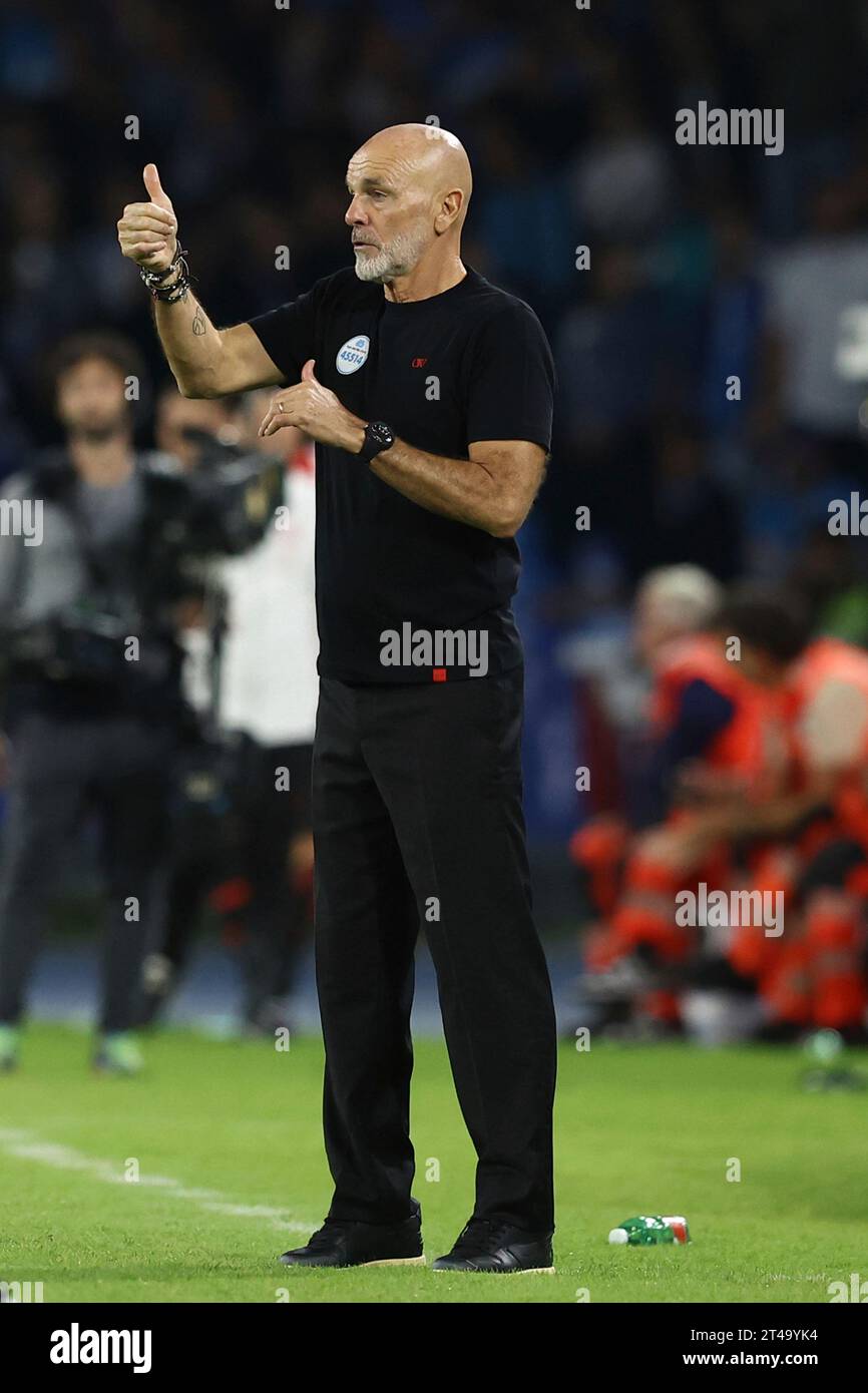 Milan coach Stefano Pioli gestures from the sidelines during the ...