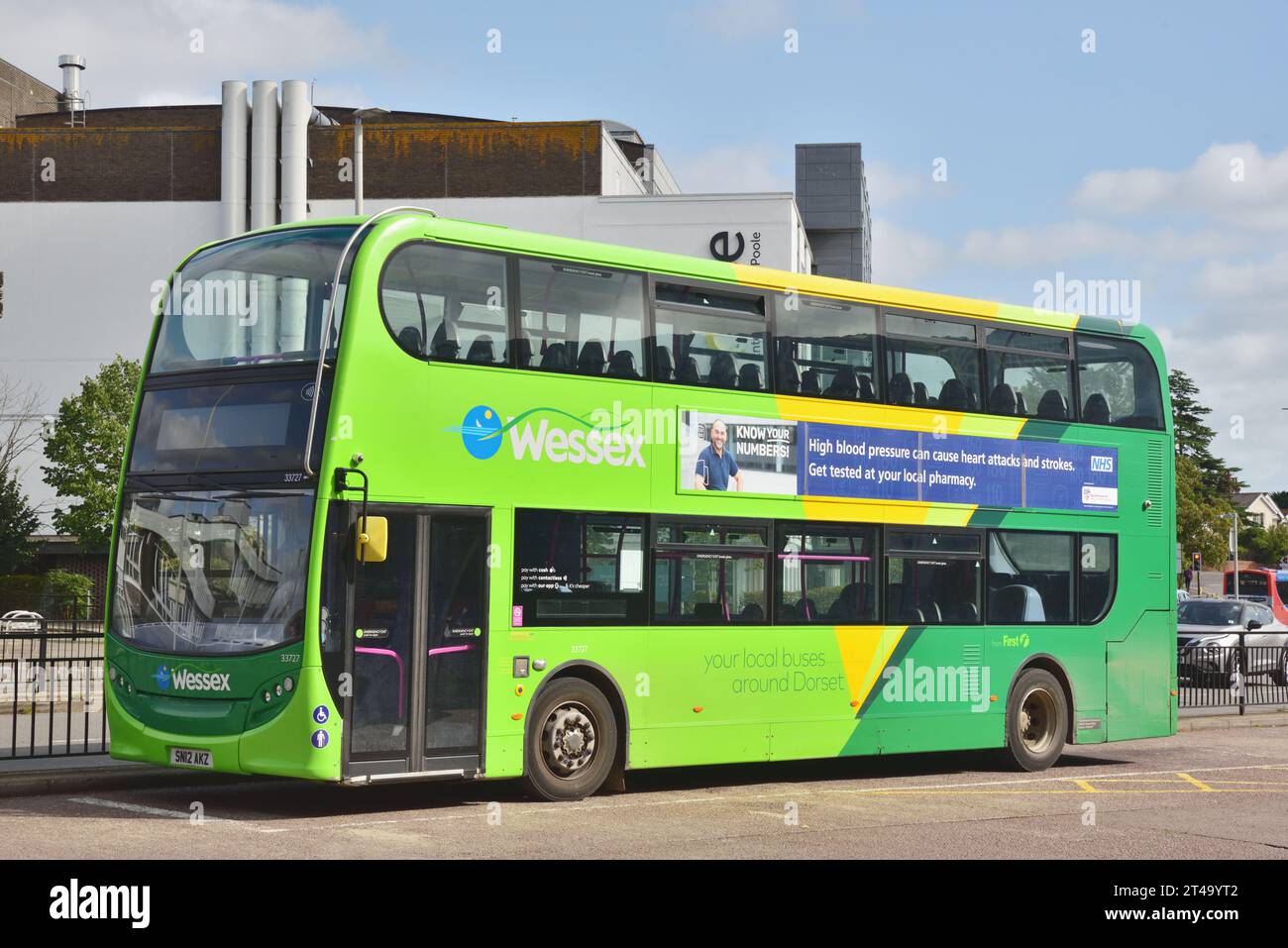First Wessex Alexander-Dennis Enviro 400 33727 (SN12 AKZ) is seen ...