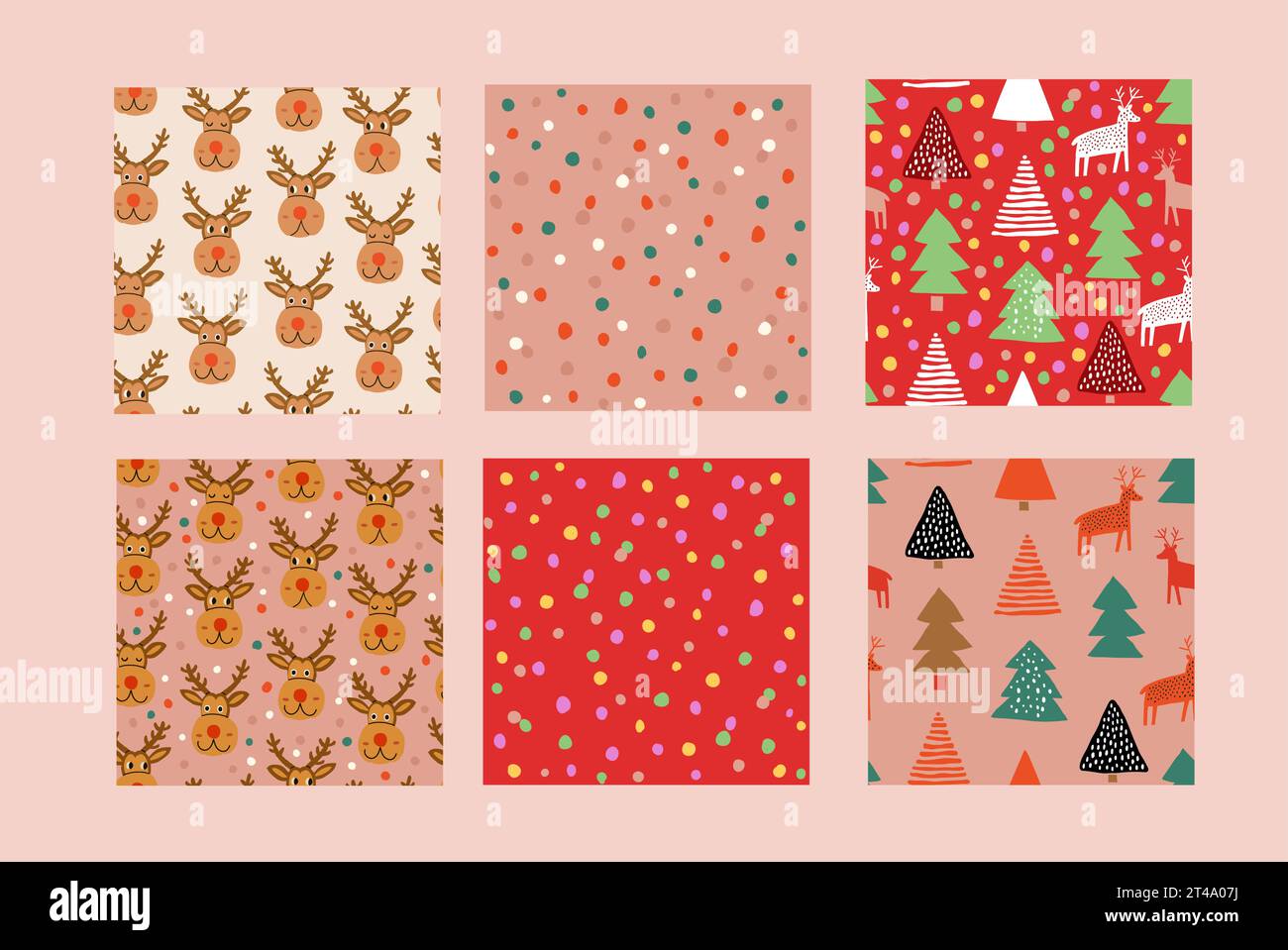Vector set of 6 seamless patterns on Christmas topic. Confetti ...