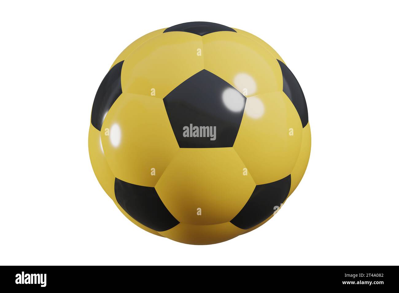 Soccer ball. Realistic football ball. Yellow and black colors. 3d ...