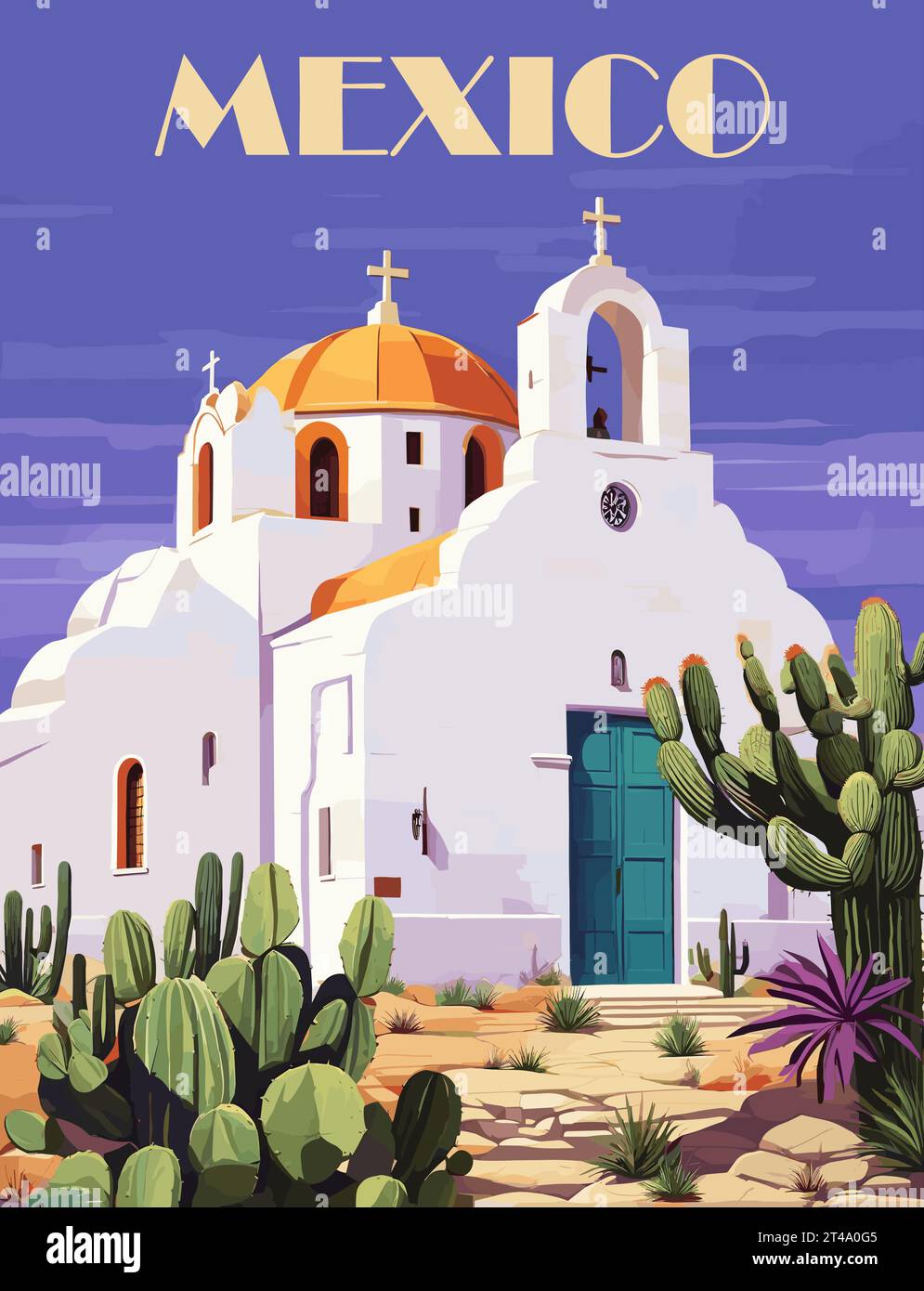 Mexico Travel Destination Poster in retro style Stock Vector Image ...