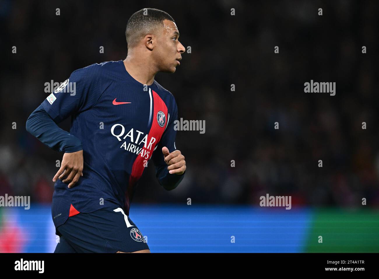 PARIS, FRANCE - OCTOBER 25: Kylian Mbappe of Paris Saint-Germain during the UEFA Champions ...