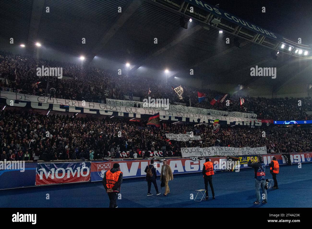 PARIS, FRANCE - OCTOBER 25: Ultras fans of Paris Saint-Germain display ...