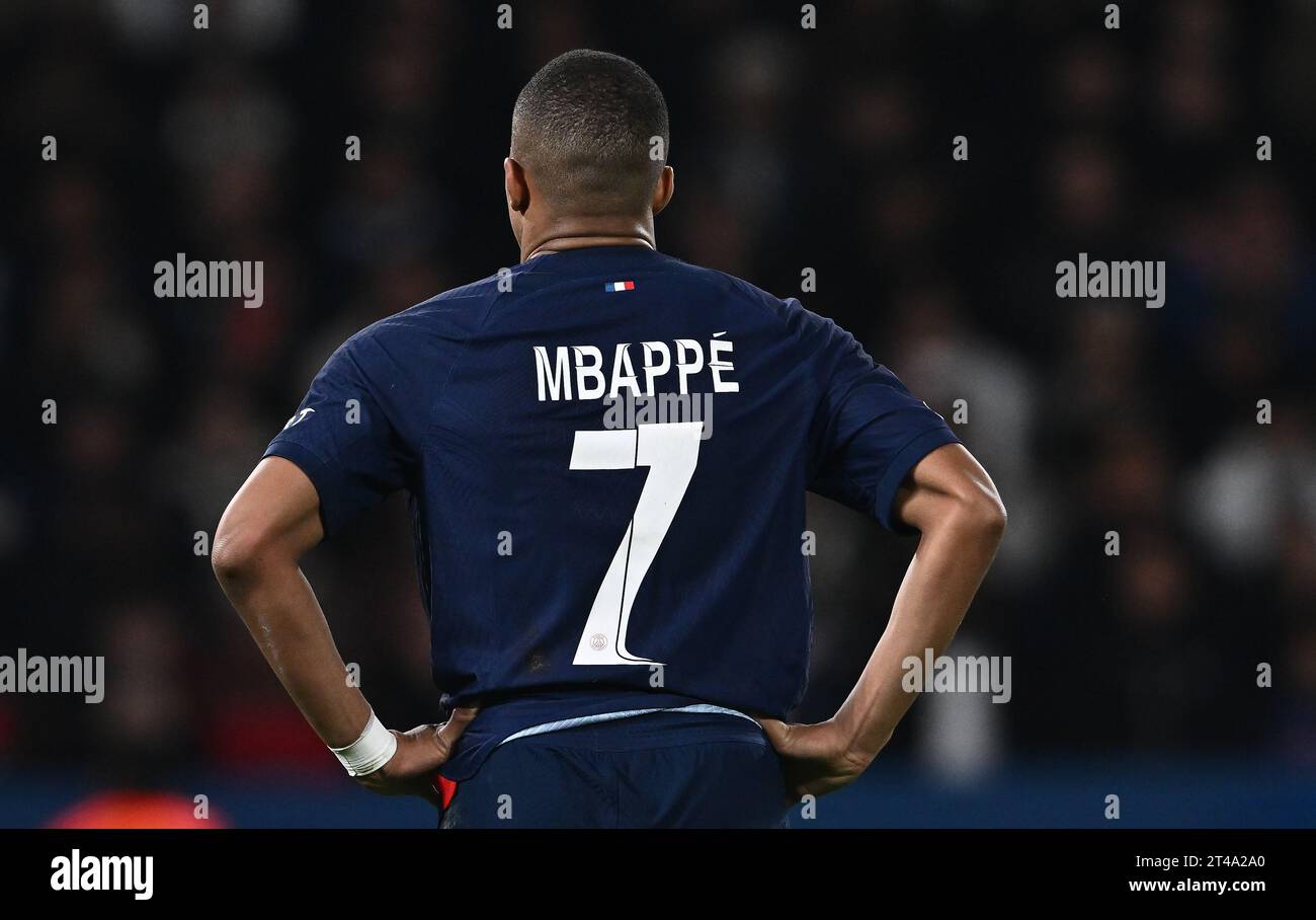 PARIS, FRANCE - OCTOBER 25: Kylian Mbappe of Paris Saint-Germain during the UEFA Champions ...