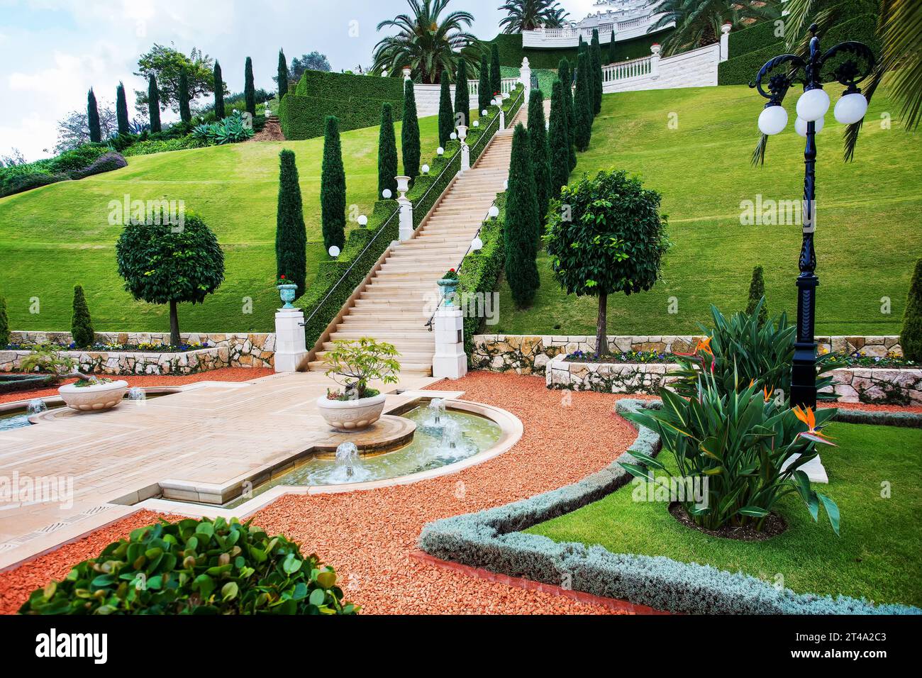 Fantastic Bahai Gardens (Bahai Bab) in Haifa city on steep slope of ...