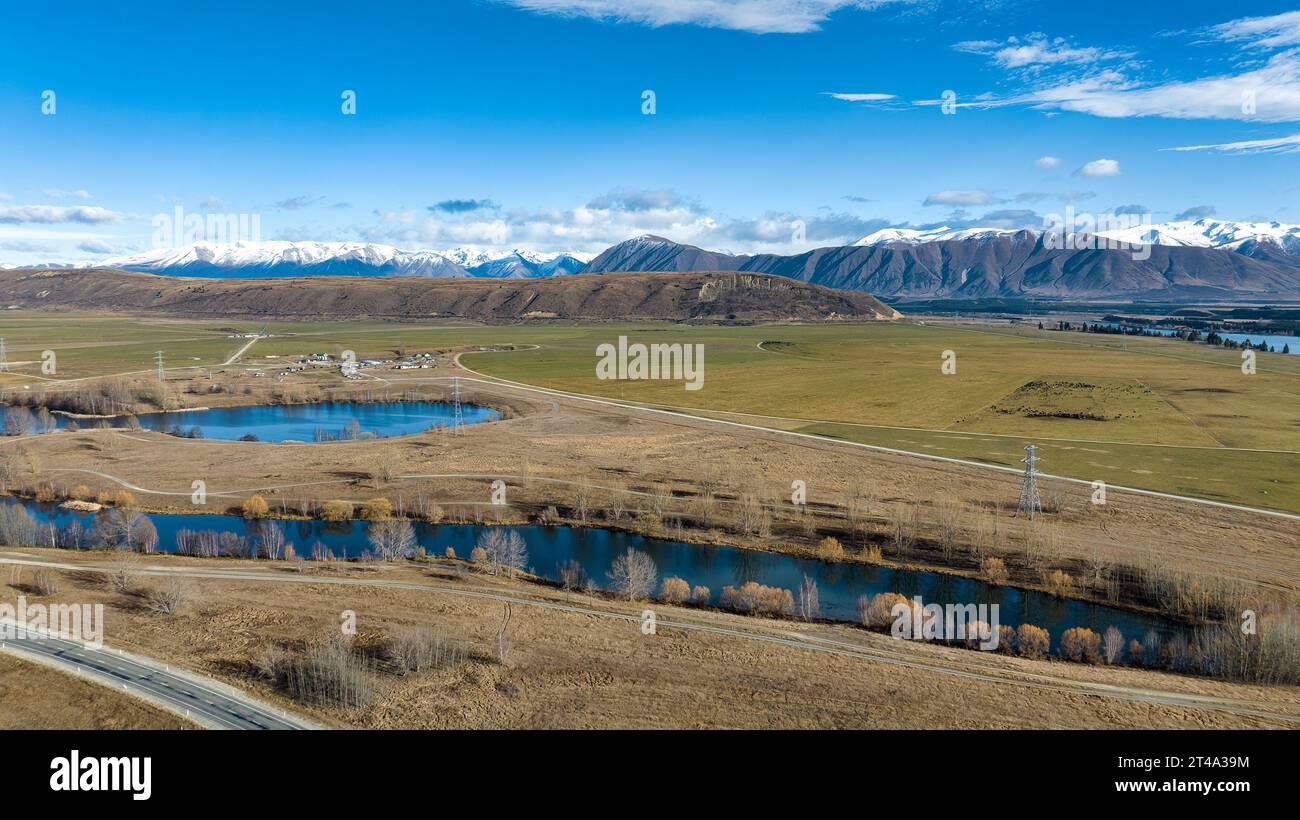 Beautiful panoramic scenic drone photography above remote and rural ...