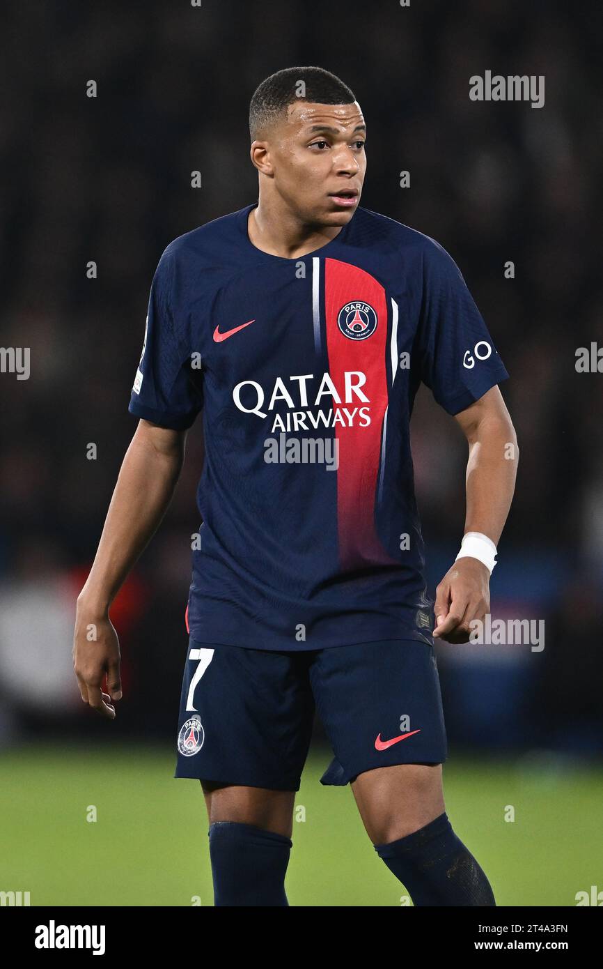 PARIS, FRANCE - OCTOBER 25: Kylian Mbappe of Paris Saint-Germain during the UEFA Champions ...