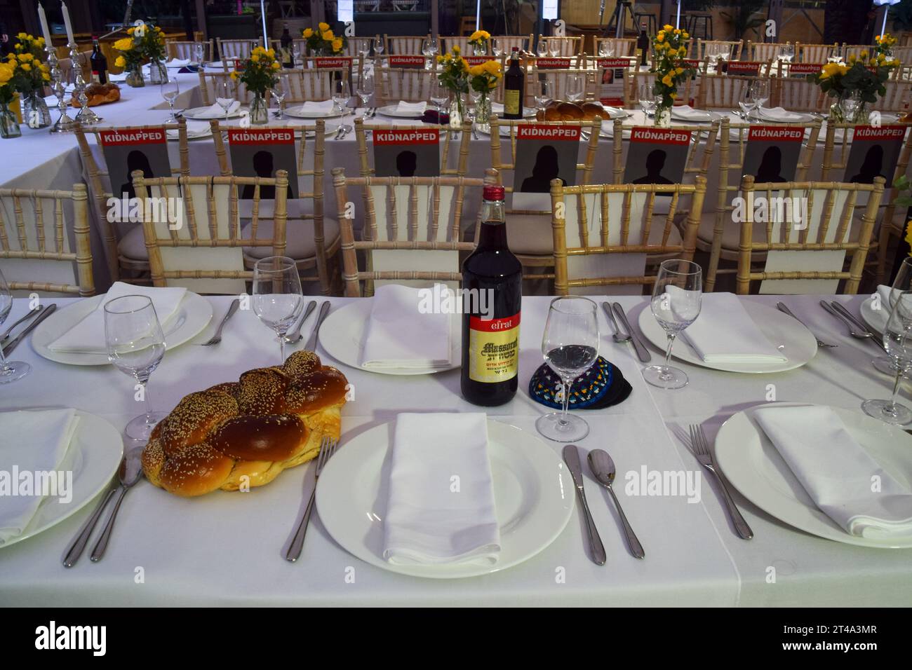 London, England, UK. 29th Oct, 2023. The Empty Shabbat Table ...