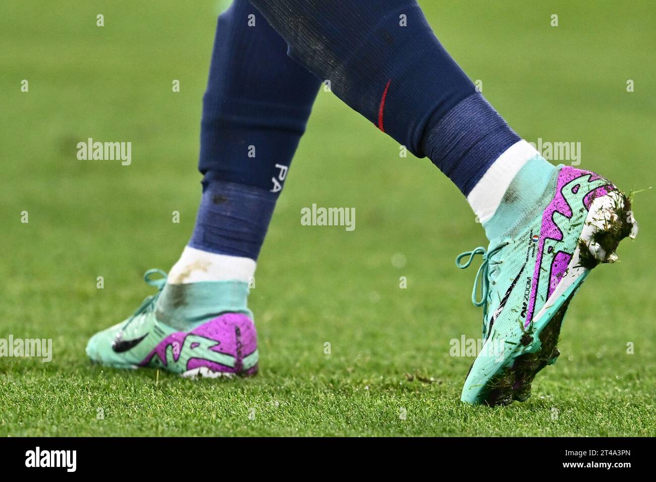PARIS, FRANCE - OCTOBER 25: Details of Nike football boots of Kylian ...