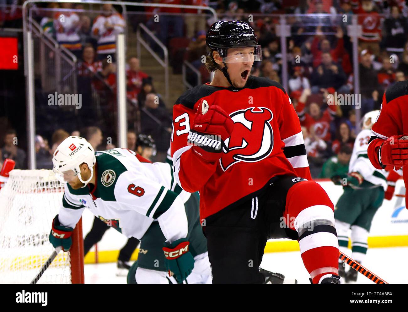 New Jersey Devils right wing Tyler Toffoli (73) reacts after scoring ...