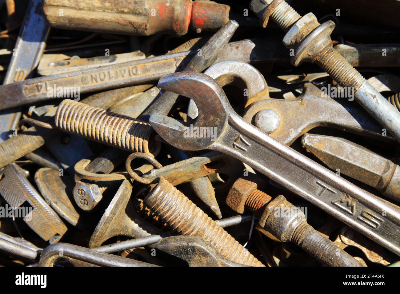 dirty and broken tools in a box, closeup of photo Stock Photo - Alamy
