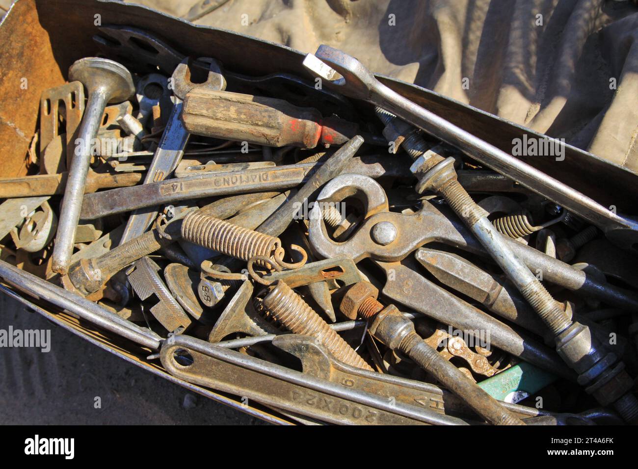 dirty and broken tools in a box, closeup of photo Stock Photo - Alamy