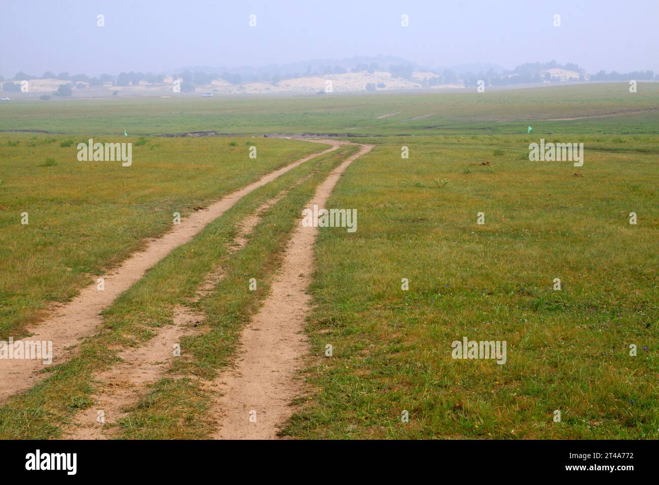 unsurfaced road in the WuLanBuTong grassland, Inner Mongolia autonomous ...