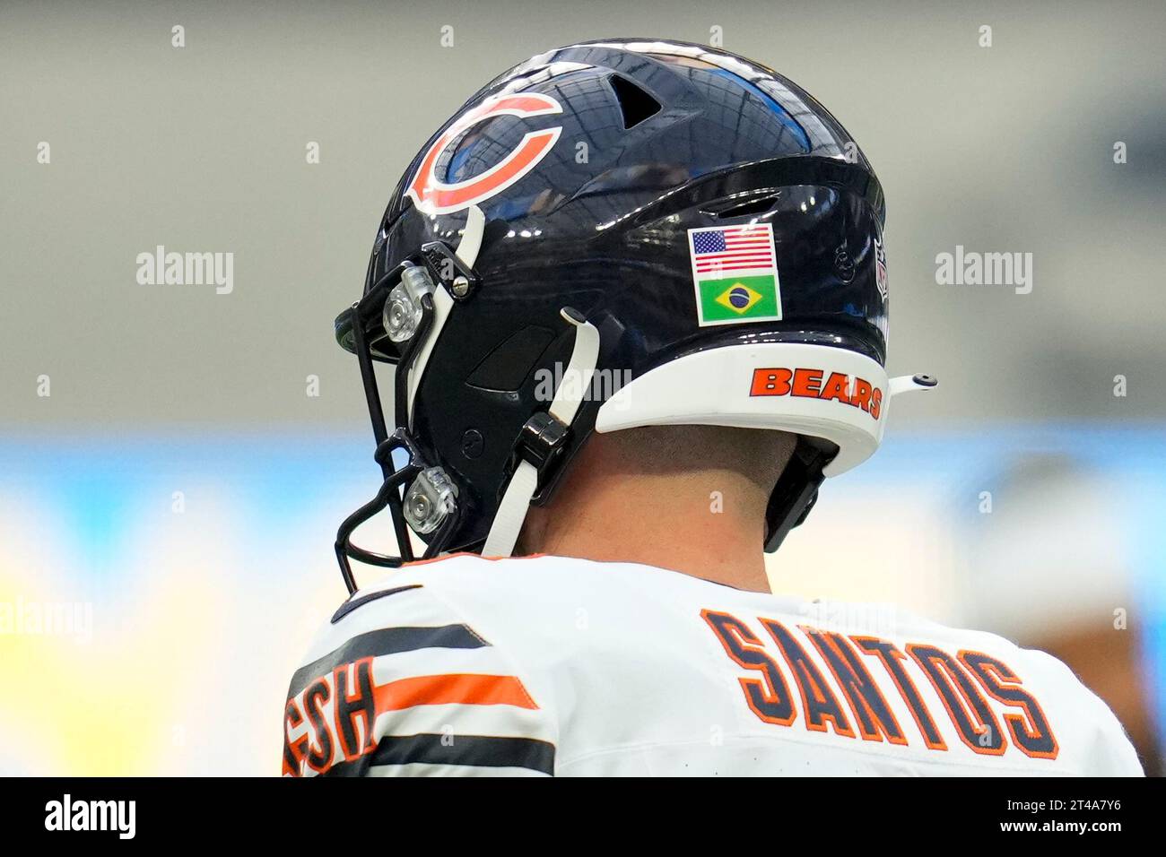 Chicago Bears place kicker Cairo Santos wears the flag of Brazil on his ...