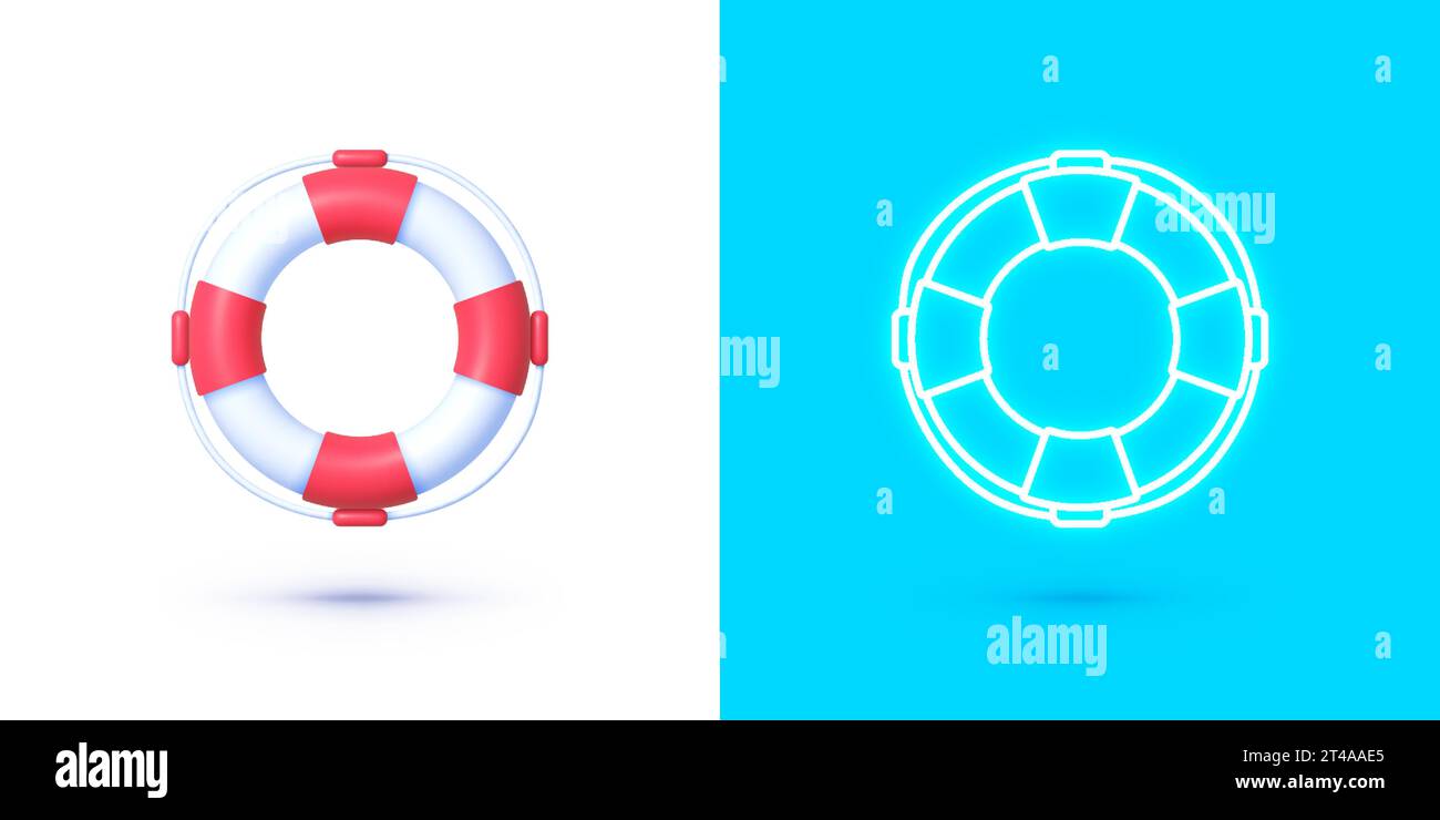 Lifebuoy 3d and Neon Style, great design for any purposes. Life rescue ...