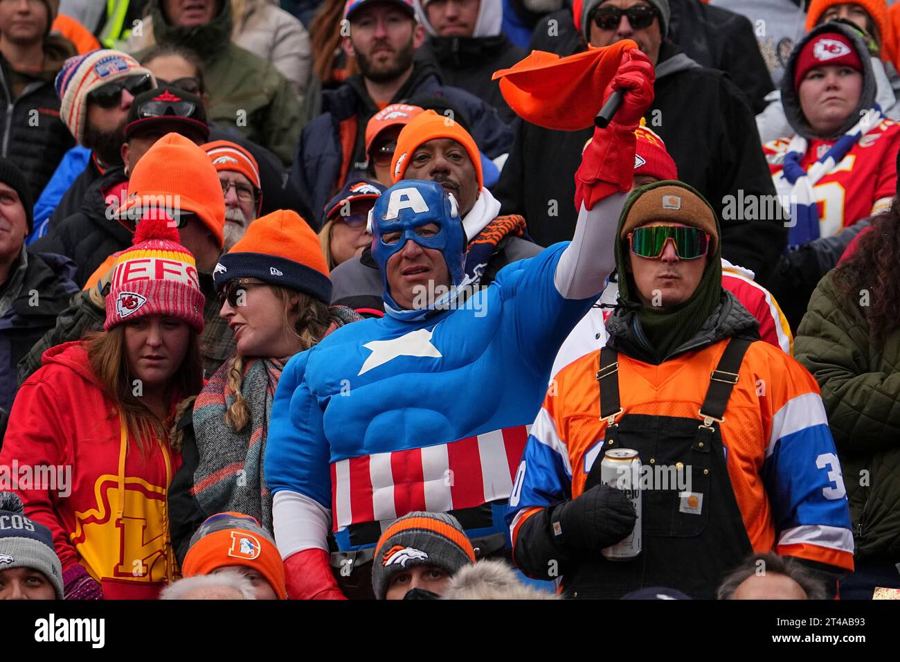 Fans of the Denver Broncos celebrate against the Kansas City Chiefs of ...