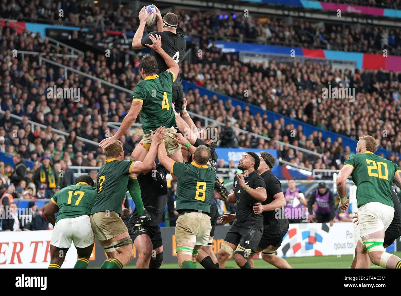 New Zealand's Brodie Retallick catches the ball in a line-out during ...