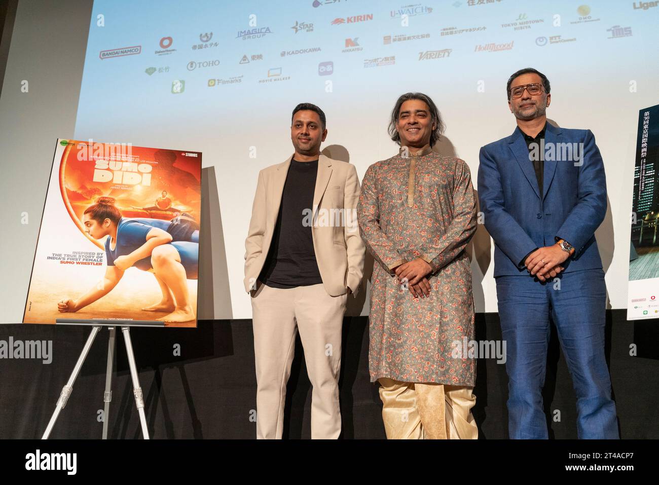 Tokyo, Japan. 27th Oct, 2023. (L-R) Nikhil Sachan, Arunava Sengupta, Jayant Rohatgi, October 27 ...