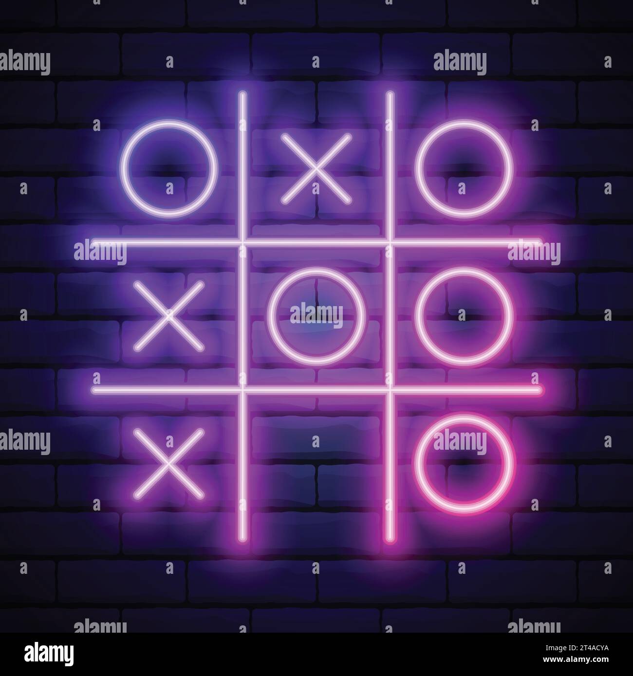 Tic tac toe game linear outline icon colour neon Vector Image Stock ...