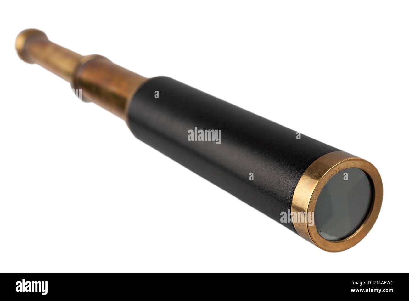 Retro vintage spyglass telescope isolated on white background Stock ...