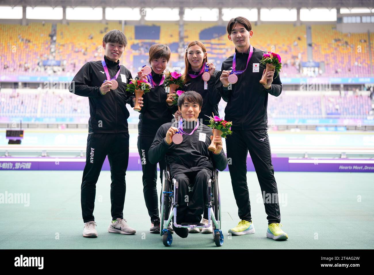 Hangzhou, China. 28th Oct, 2023. (L-R) Yuya Sambongi (JPN), Yuka Takamatsu (JPN), Tomoki Ikoma ...