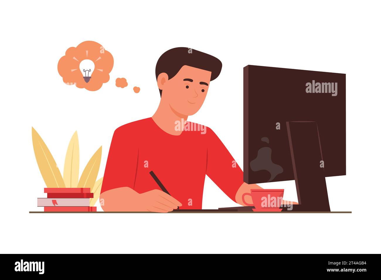 Freelancer Graphic Designer Man Working at Home for Remote Work Concept ...