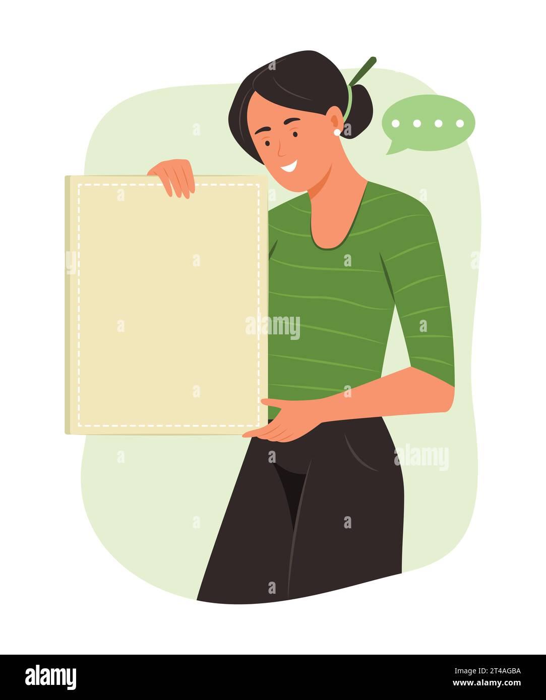 Woman Holding Blank Vertical Board for Copy Space Concept Illustration ...