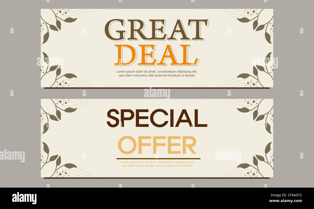 great deal horizontal banner template design with floral and flower ...