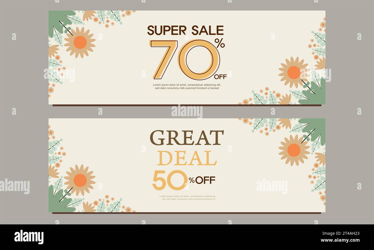 great deal horizontal banner template design with floral and flower ...