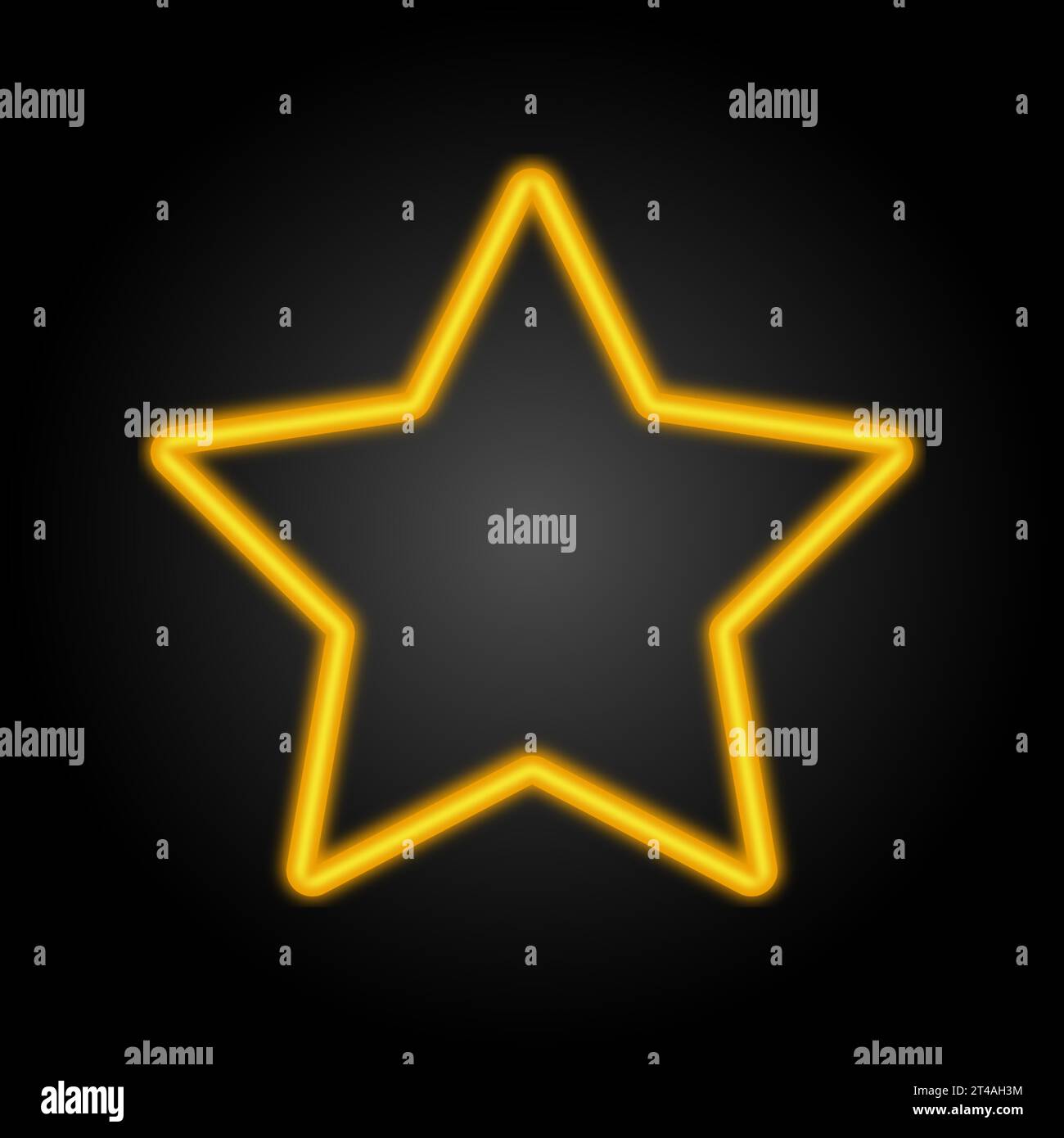 Golden star shines with yellow neon on a dark background vector. Star ...