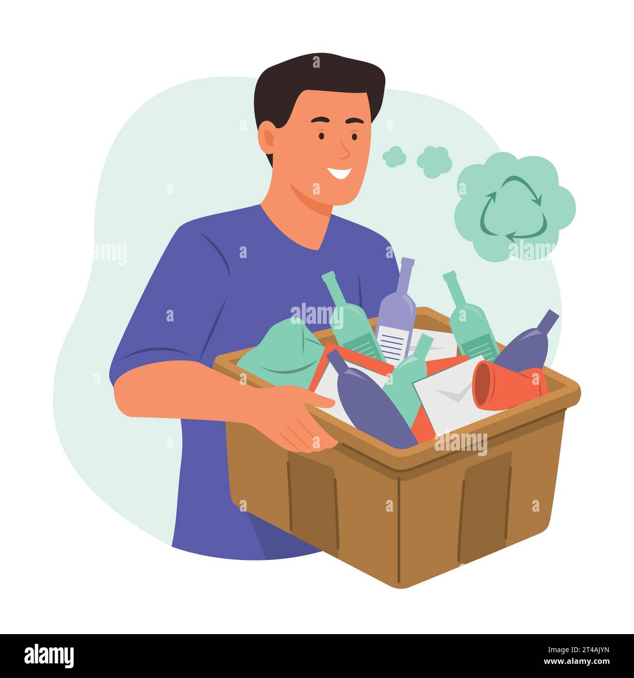 Man Holding Garbage Box for Waste Sorting and Recycle Concept Illustration Stock Vector Image ...