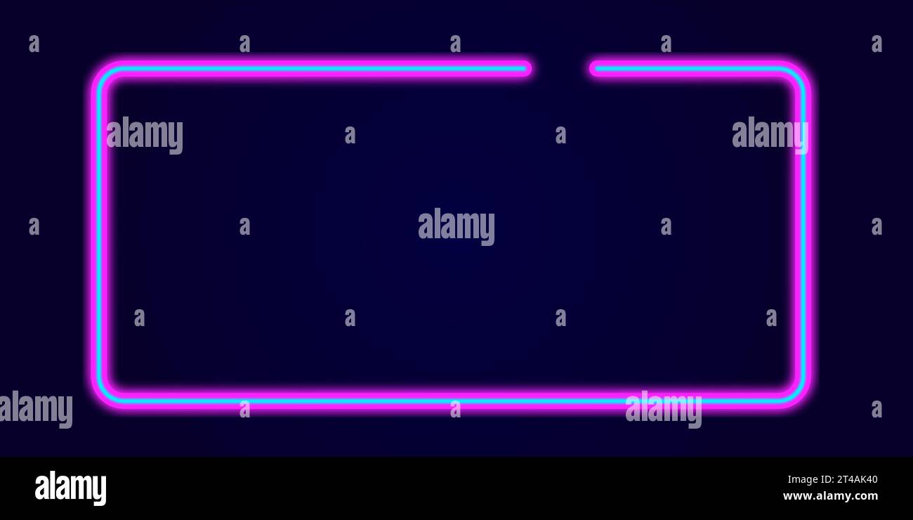 Rectangular purple frame in neon light on a dark background vector ...