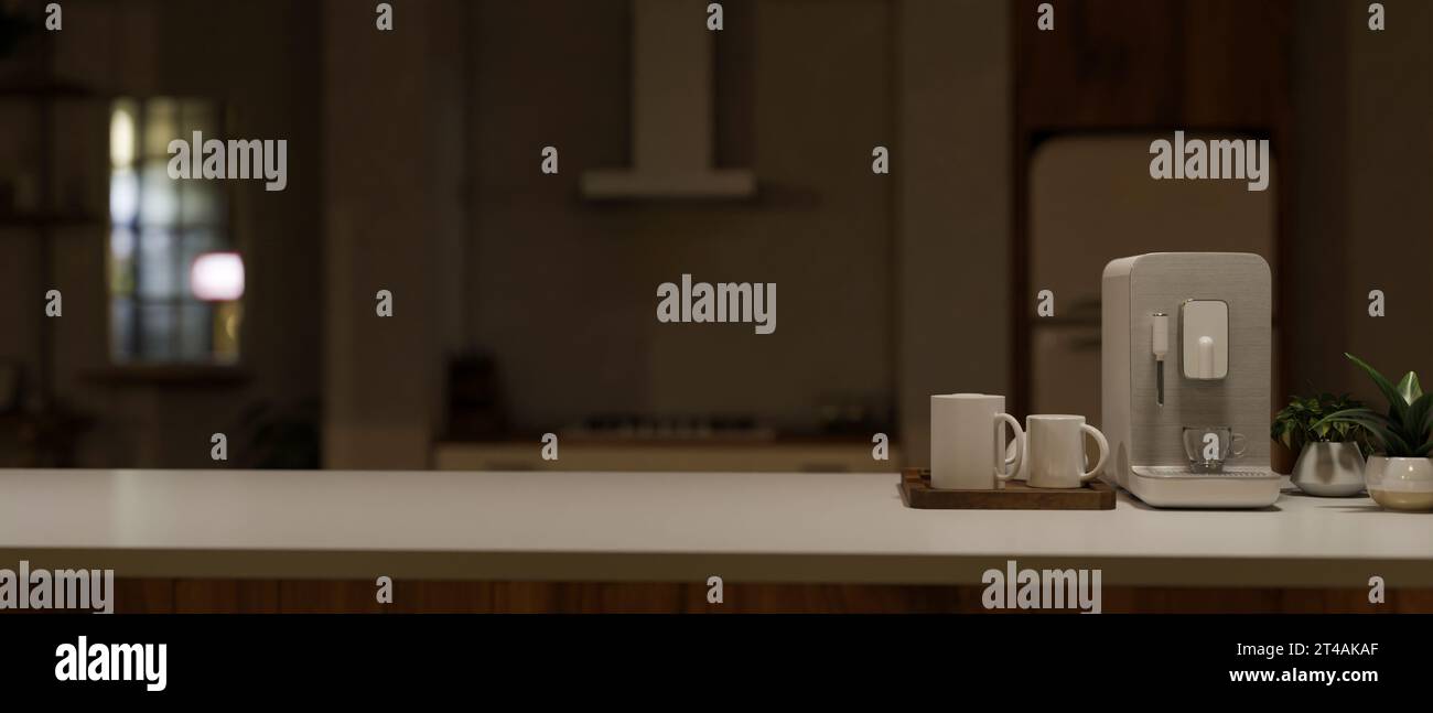 Close-up image of a modern minimal coffee maker or espresso machine, a ...