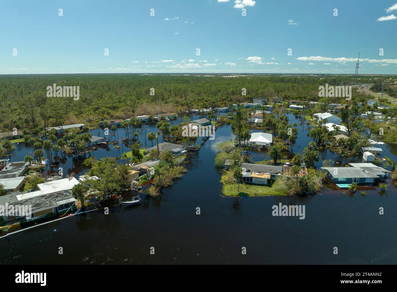 Heavy flood with high water surrounding residential houses after ...