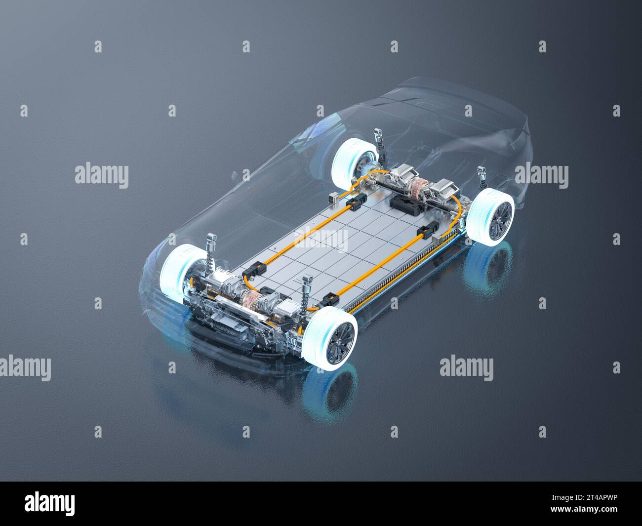 3d rendering electric car battery with pack of battery cells module on ...