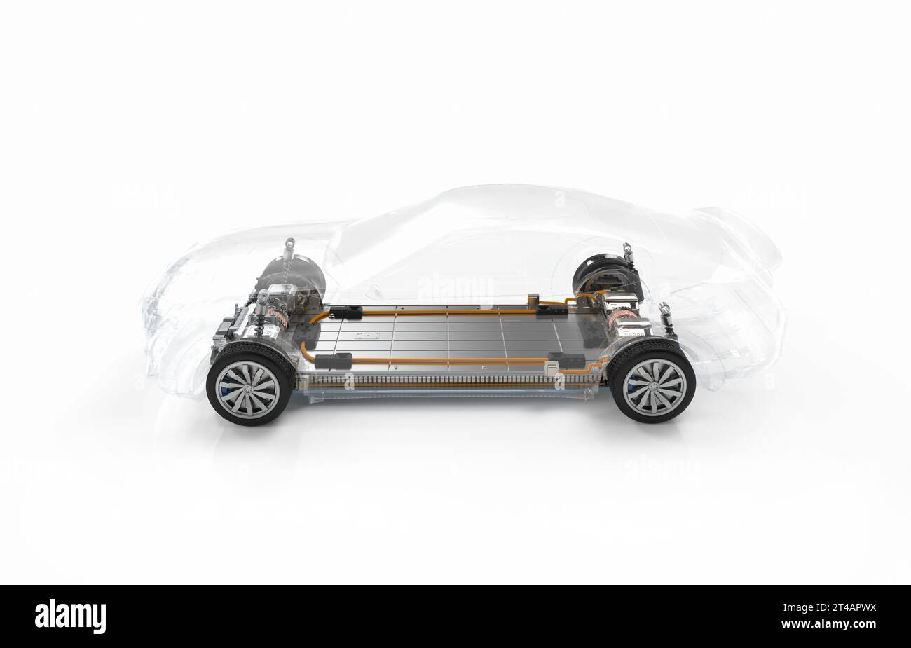 3d rendering electric car battery with pack of battery cells module on ...