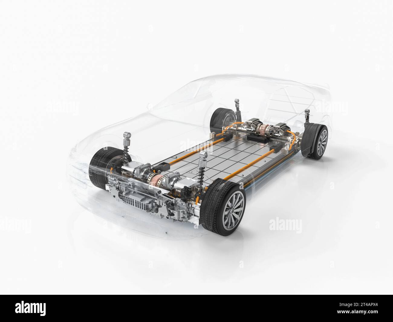 3d rendering electric car battery with pack of battery cells module on ...