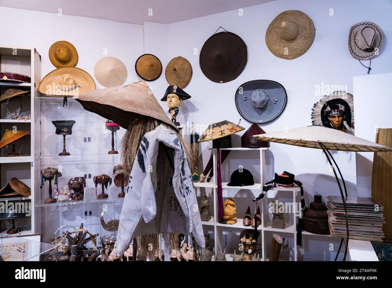 Jeonju, South Korea, May 24, 2023: Old traditional style of Hat display ...