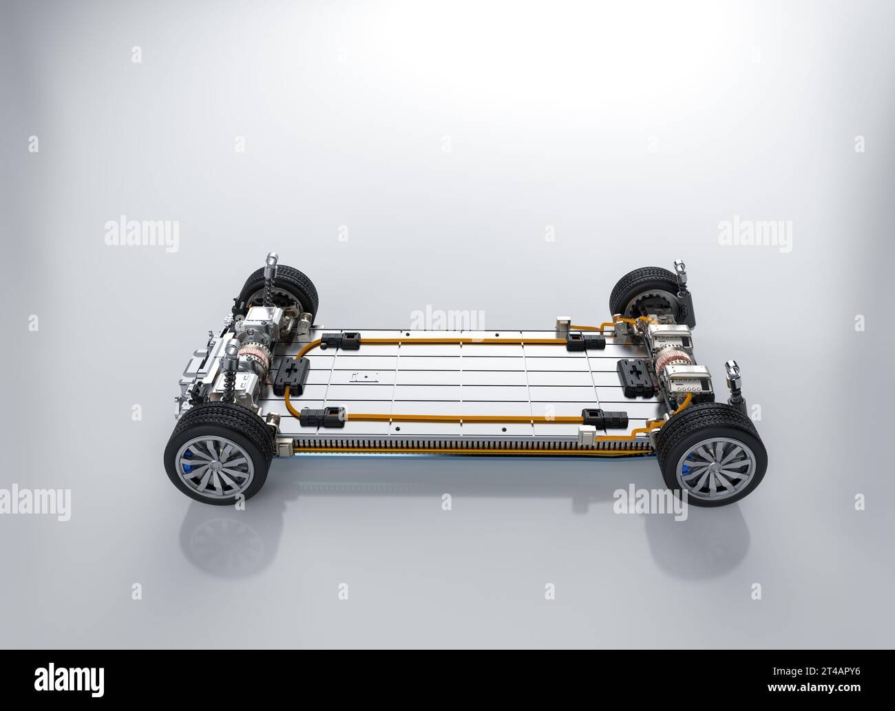 3d rendering electric car battery with pack of battery cells module on ...