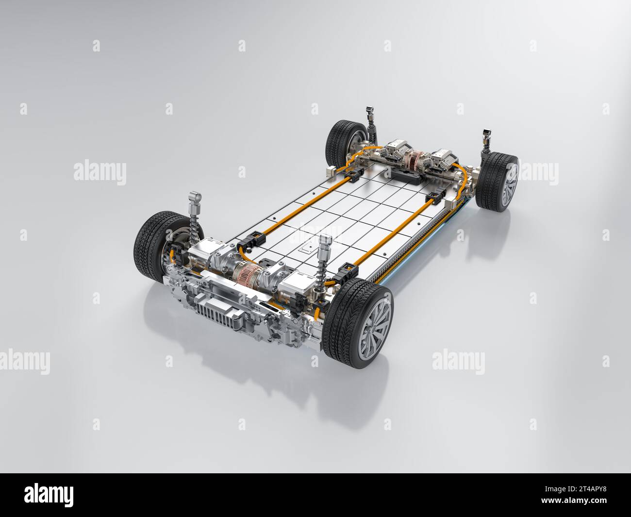3d rendering electric car battery with pack of battery cells module on ...