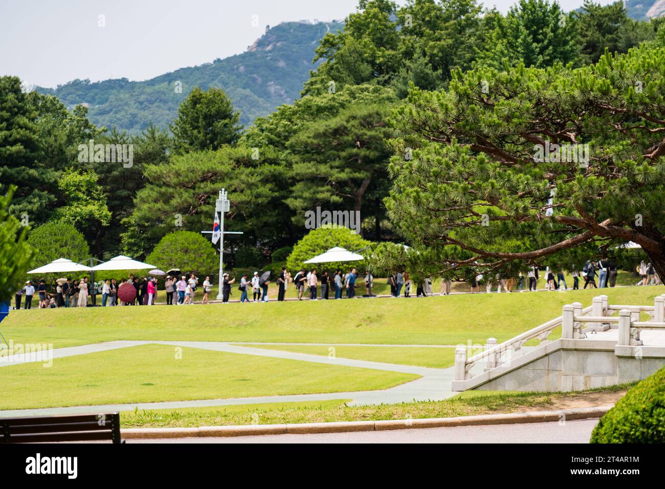 Seoul, South Korea - Aug 15, 2023: The tourists are visiting Cheong Wa ...