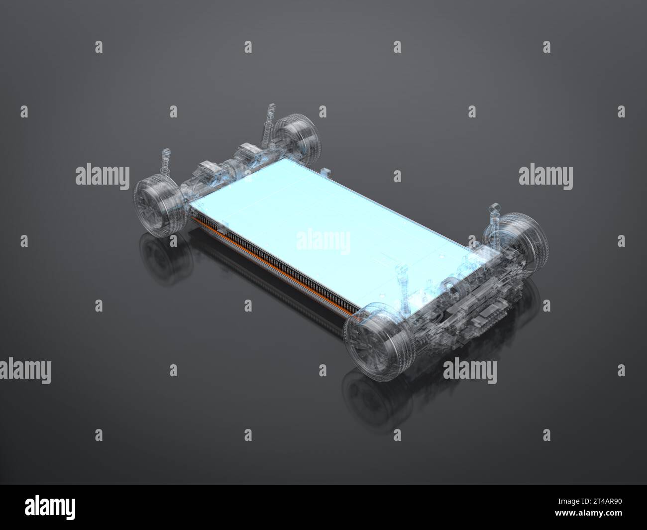 3d rendering electric car battery with pack of battery cells module on ...