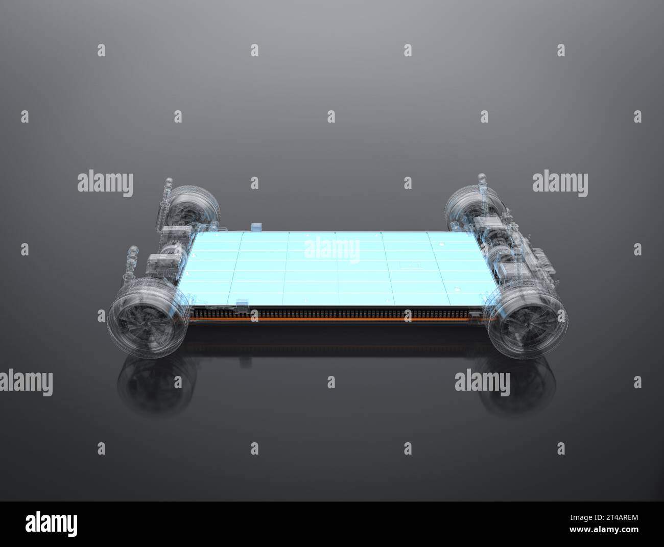 3d rendering electric car battery with pack of battery cells module on ...