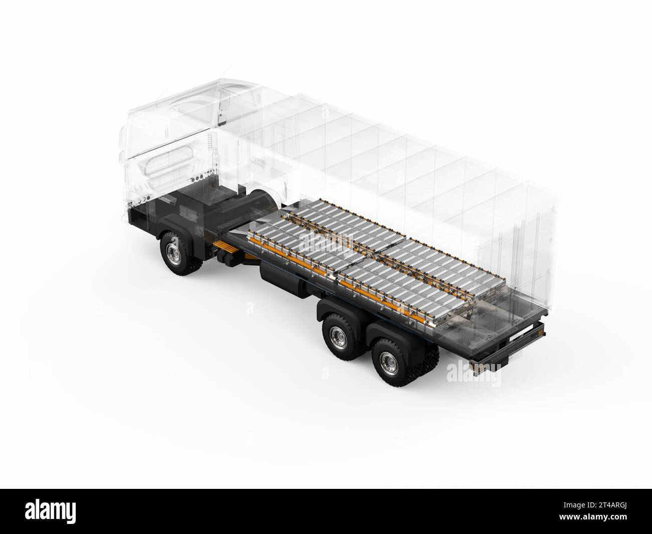 3d rendering ev logistic trailer truck or electric vehicle lorry with ...