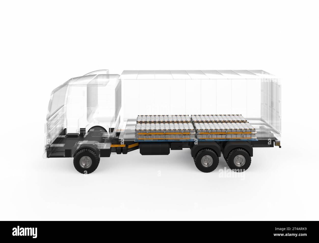 3d rendering ev logistic trailer truck or electric vehicle lorry with ...