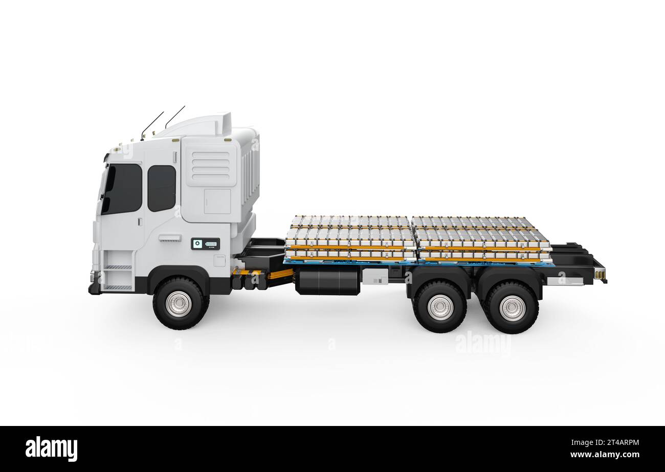 3d rendering ev logistic trailer truck or electric vehicle lorry with ...