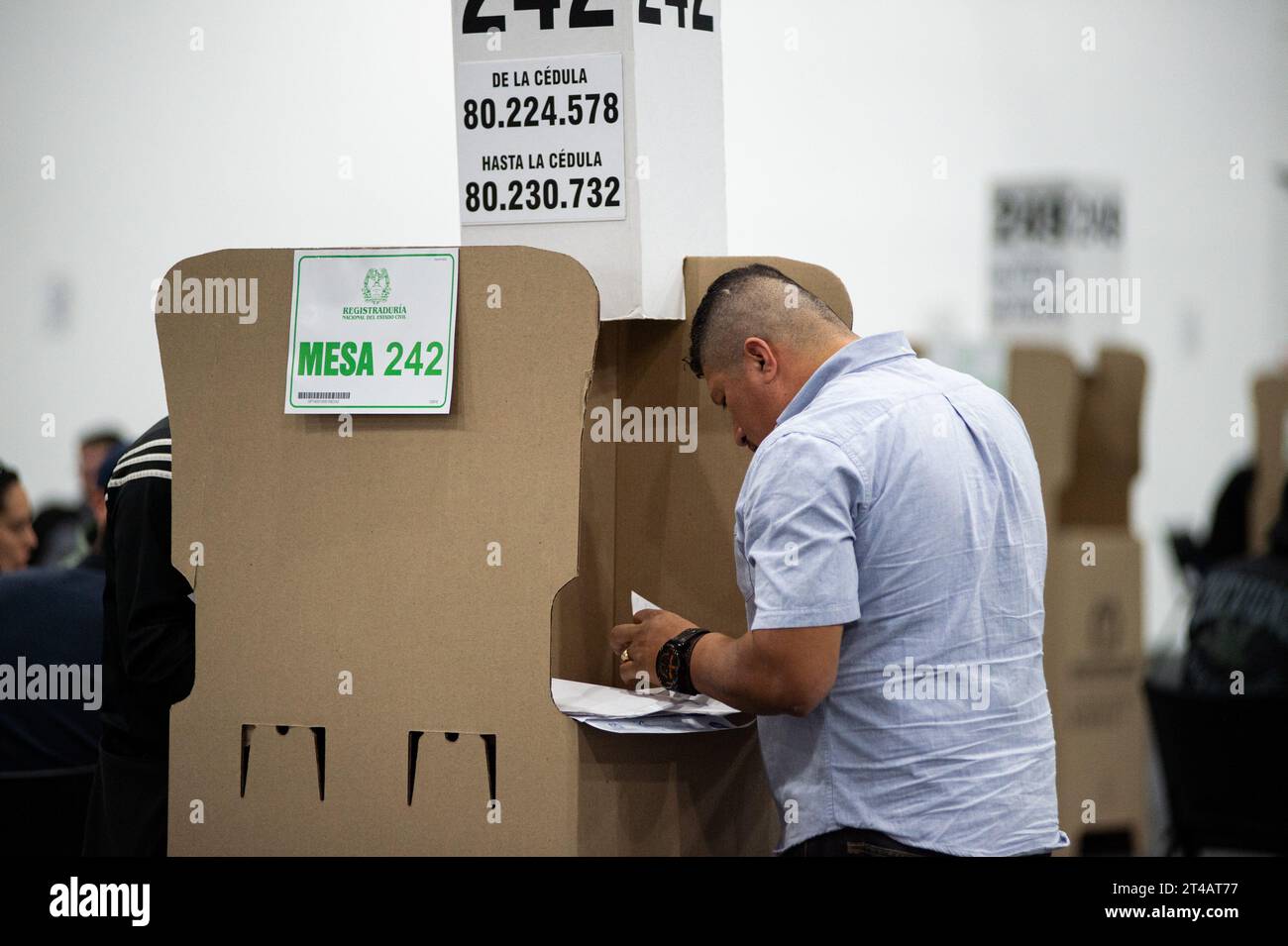 Bogota, Colombia. 29th Oct, 2023. People rally to vote during Colombia ...