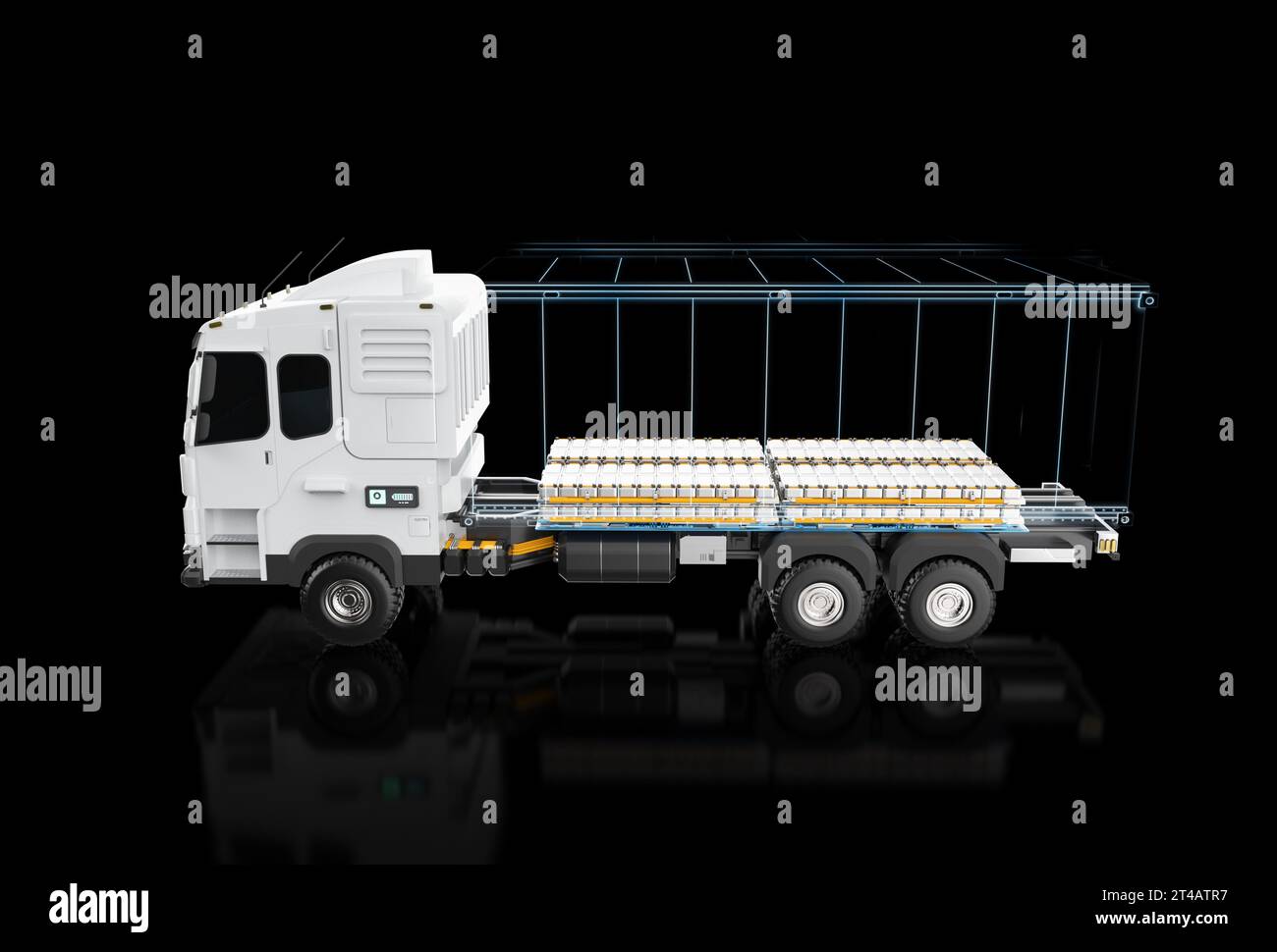 3d rendering ev logistic trailer truck or electric vehicle lorry with ...